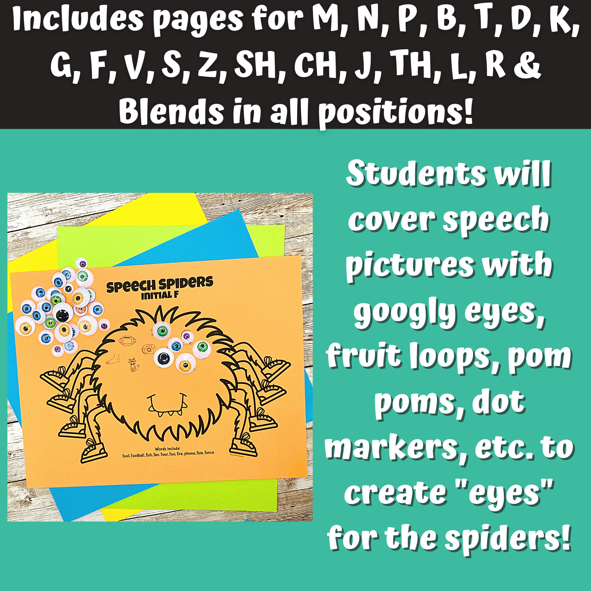 Speech Spiders Printable Articulation Activity Speech Therapy - Etsy