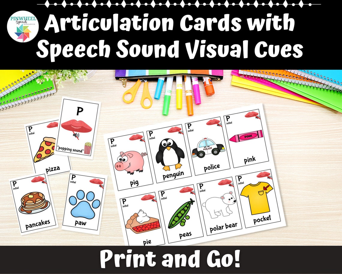 Printable Articulation Cards With Visual Cues Speech Therapy Task Cards ...