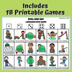 Roll and Say Dice Games Printable Speech Therapy Language Activity - Etsy