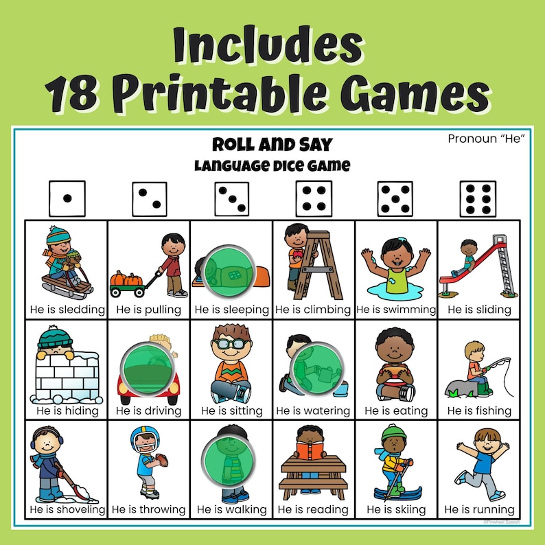 Roll and Say Dice Games Printable Speech Therapy Language Activity - Etsy