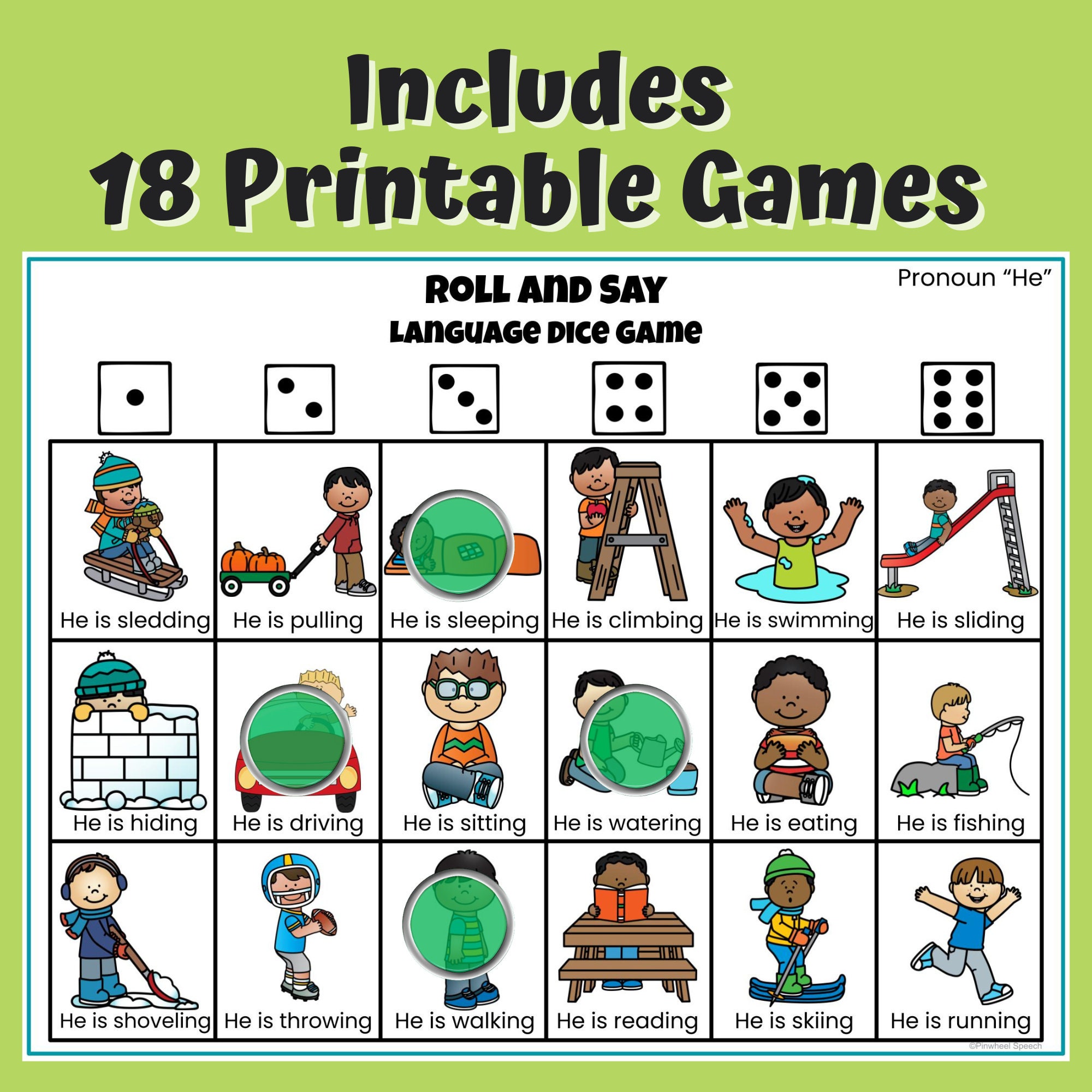 Roll and Say Dice Games Printable Speech Therapy Language Activity - Etsy