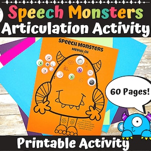Speech Monsters Printable Articulation Activity Speech Therapy ...