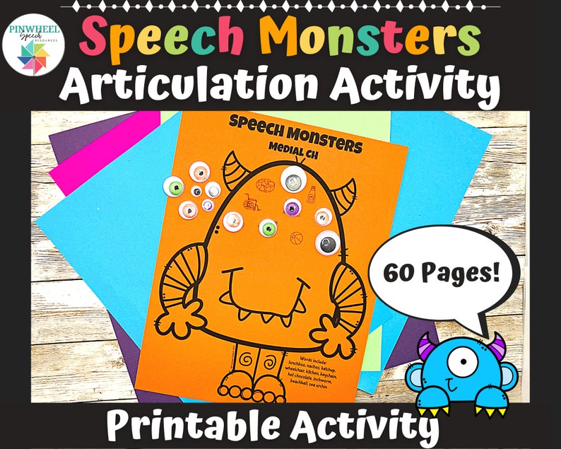 Speech Monsters Printable Articulation Activity Speech Therapy ...