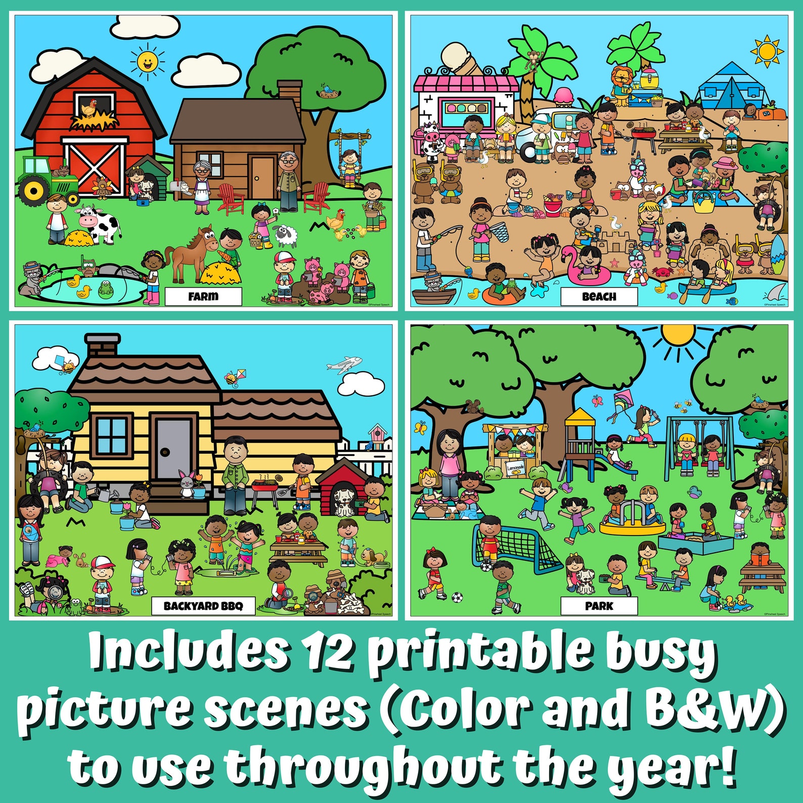 Busy Picture Scenes for Speech Therapy Printable Speech - Etsy