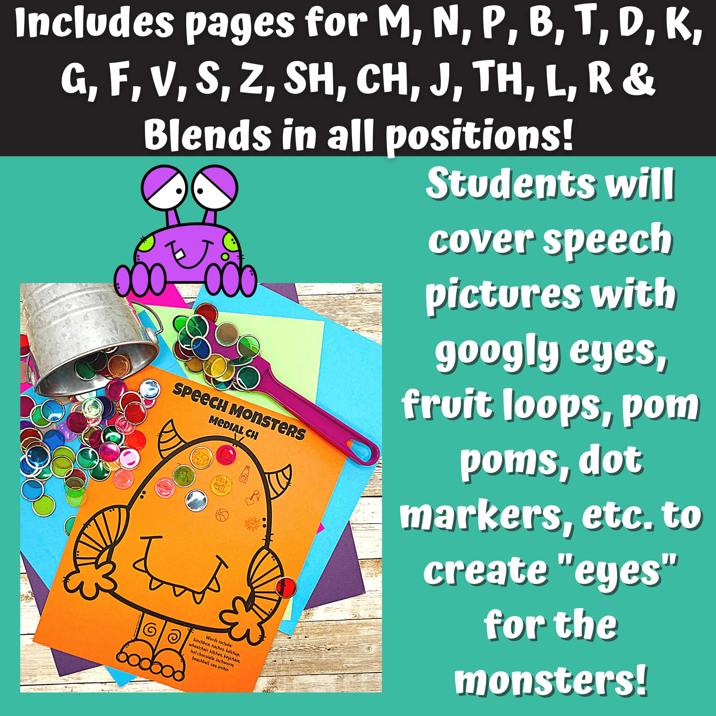 Speech Monsters Printable Articulation Activity Speech Therapy - Etsy