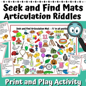 Seek and Find Articulation Mats Printable Guessing Game Speech Therapy ...