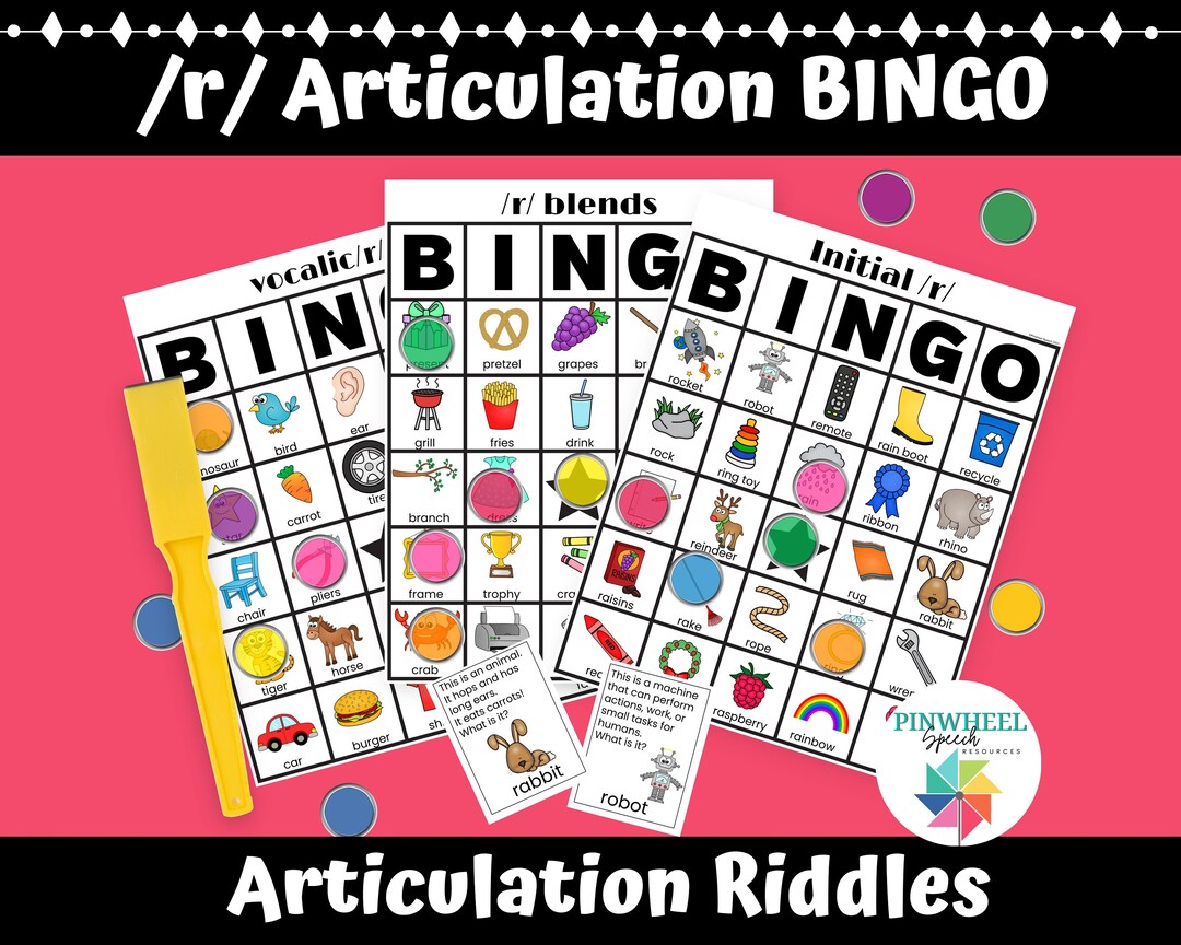 R and R Blends Articulation BINGO Riddles Printable Speech Therapy ...