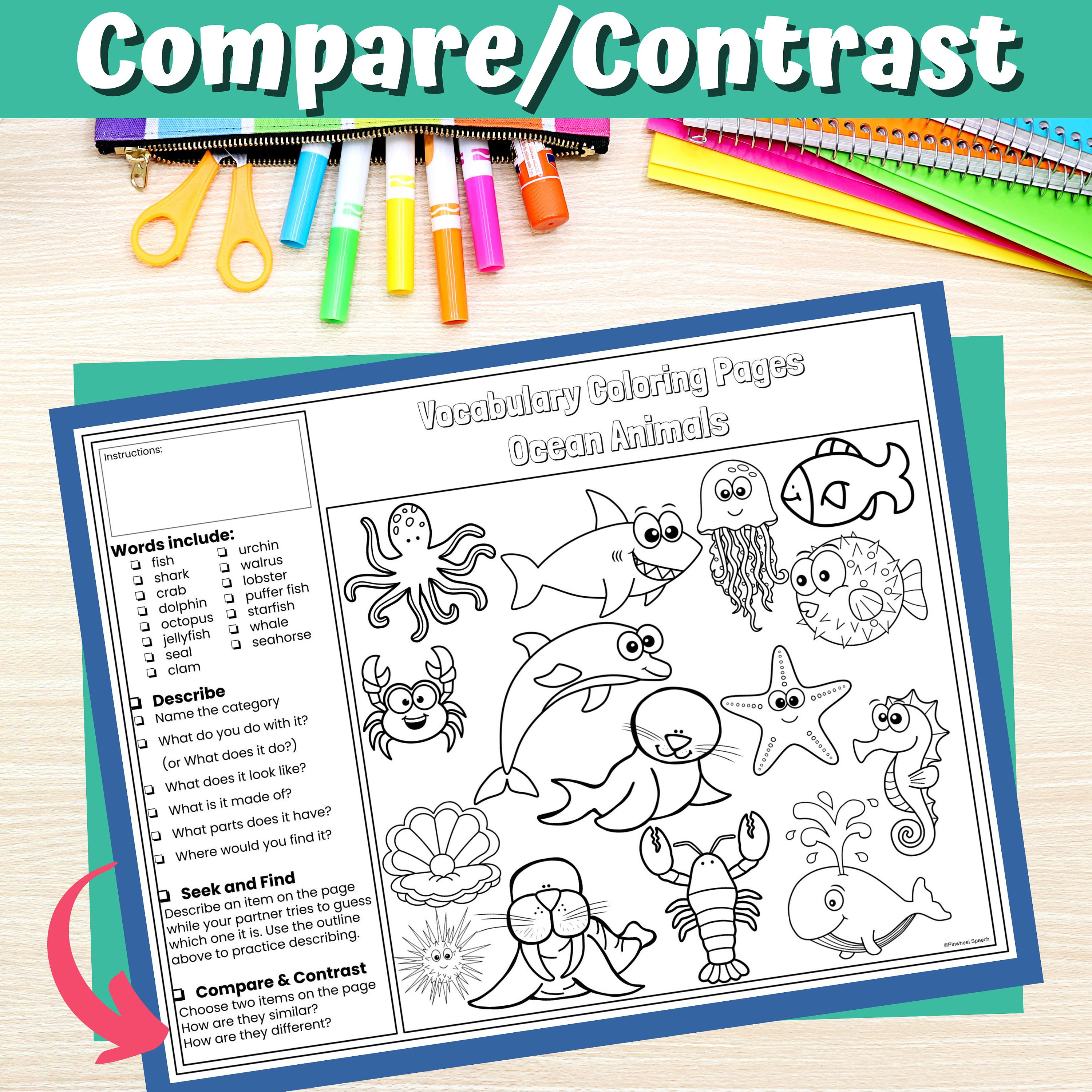 Vocabulary Coloring Pages Printable Speech Therapy Language - Etsy