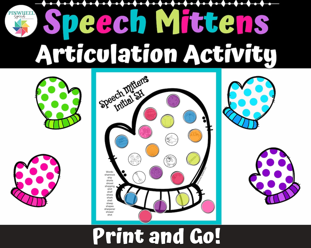 Winter Speech Mittens Printable Articulation Activity for Speech ...
