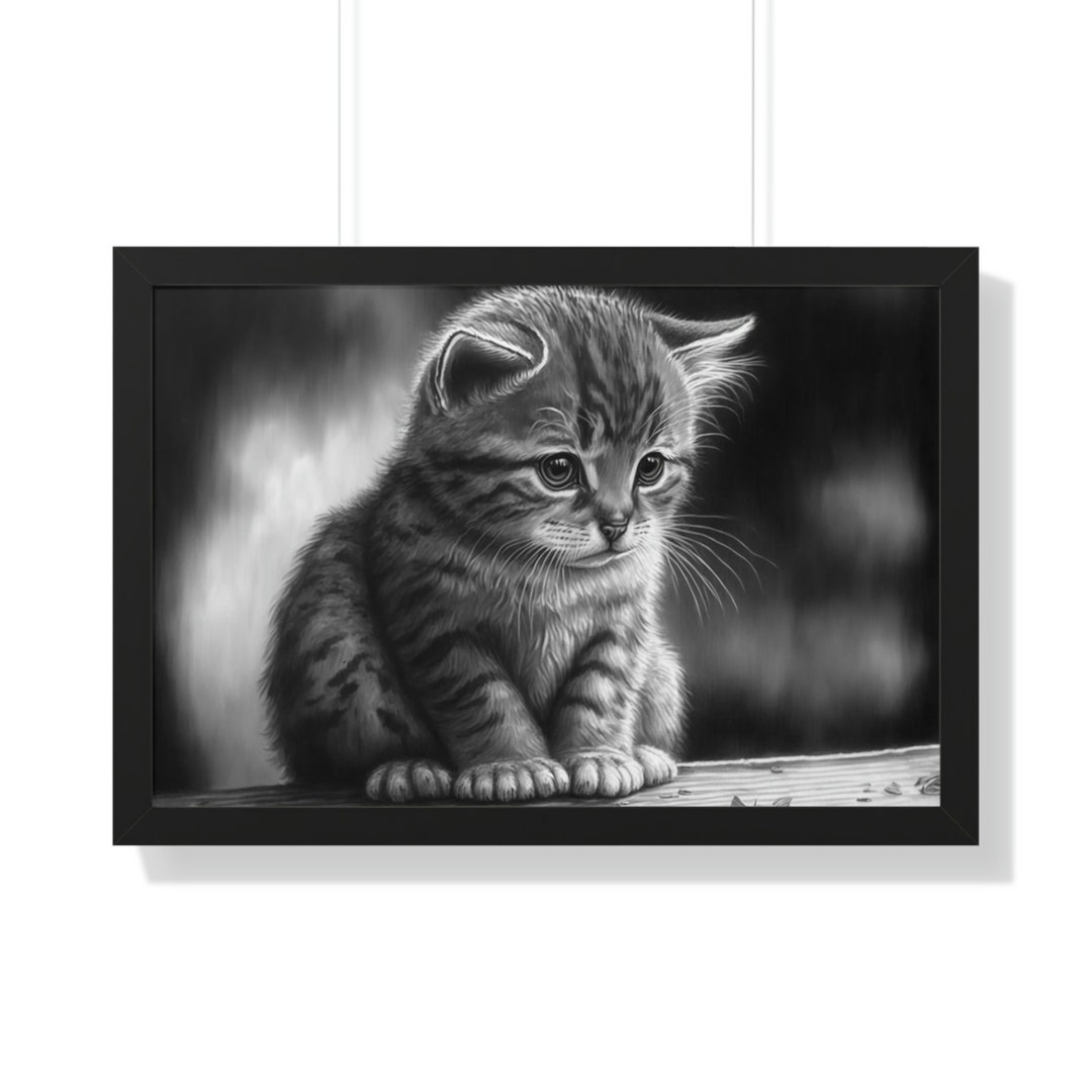 Sad Kitty Pencil Drawing Custom AI Wall Art Digital Printable Poster ...