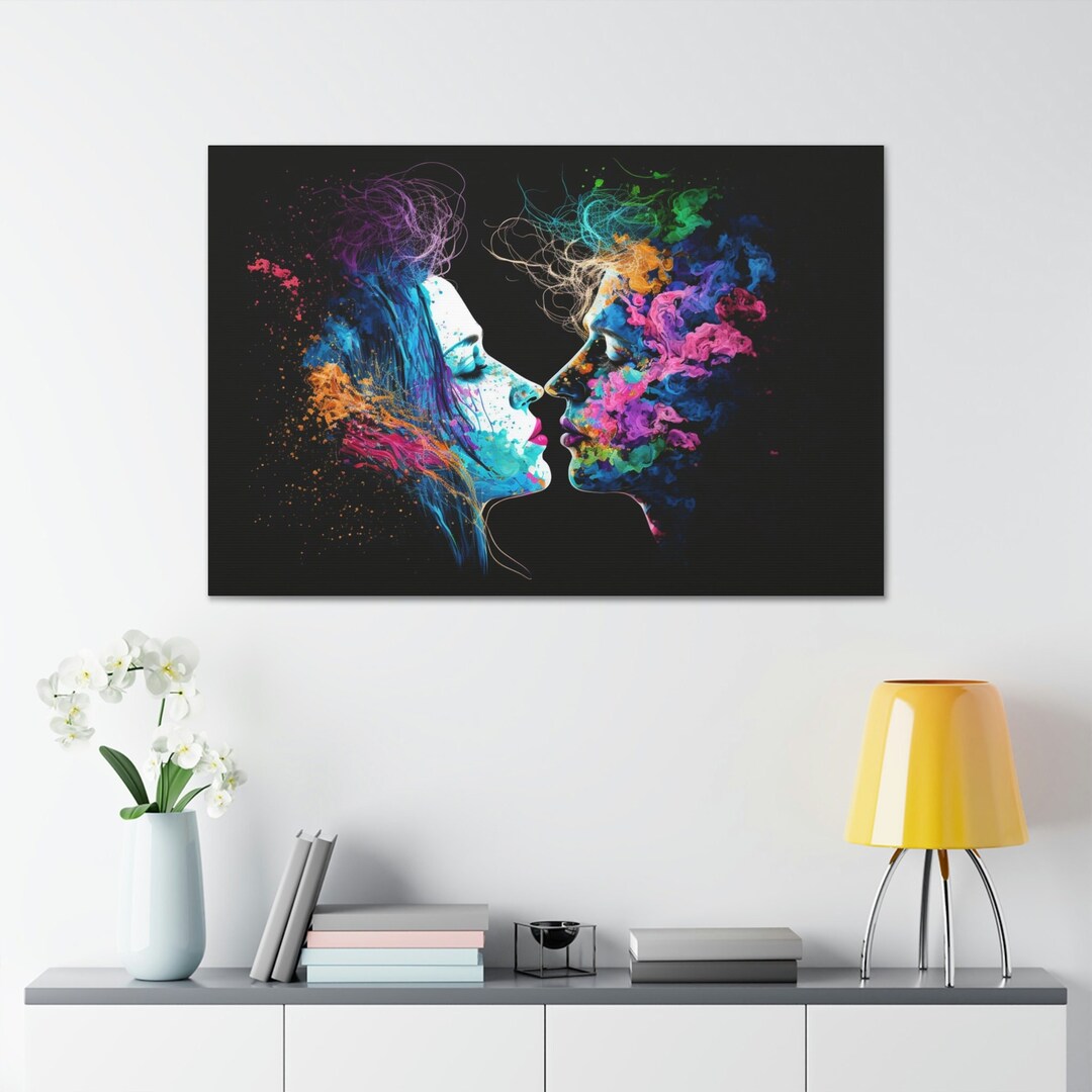 Digital Printable Poster Abstract Couple Kissing Custom AI Wall Art - Etsy
