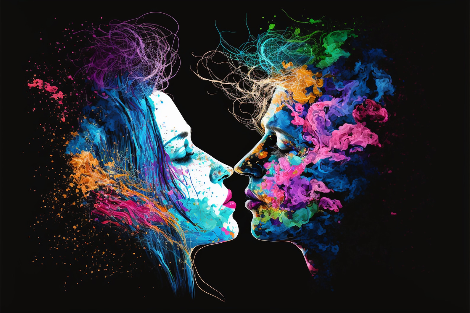 Digital Printable Poster Abstract Couple Kissing Custom AI Wall Art ...