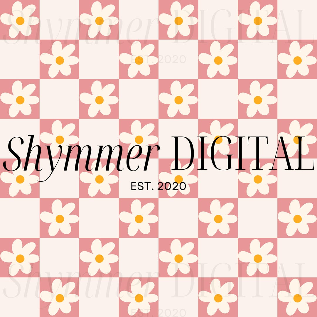 Pink Flower Checker Seamless Pattern | Daisy Checker | Seamless File | Seamless Design | Checker ...