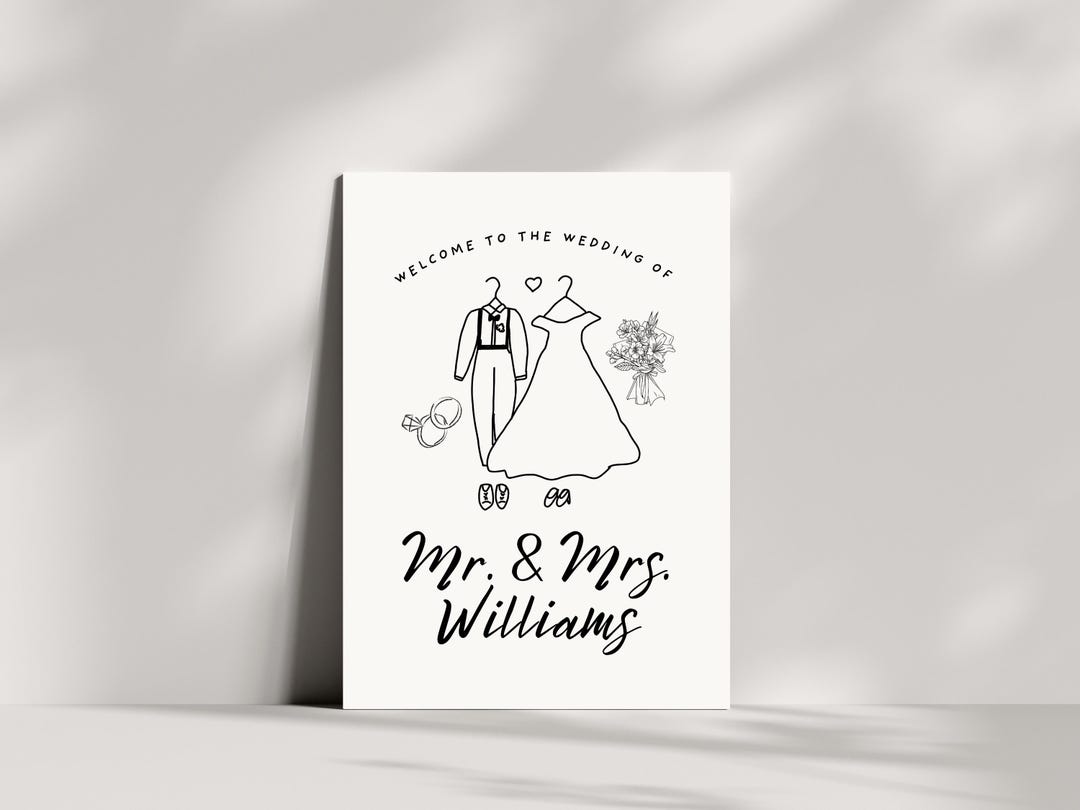 Hand Drawn Wedding Wedding Sign Printable Minimalist Suite Wedding ...