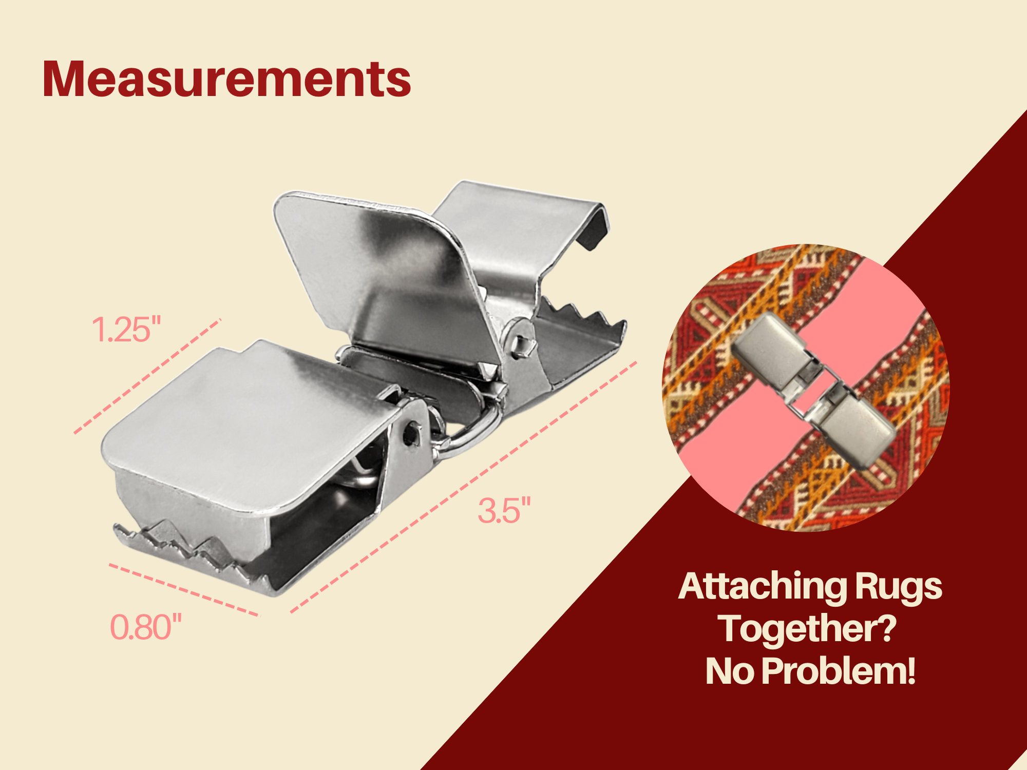 Double Rug Clips (4 Pcs per Pack) for Hanging Carpets, Rugs and Quilts ...