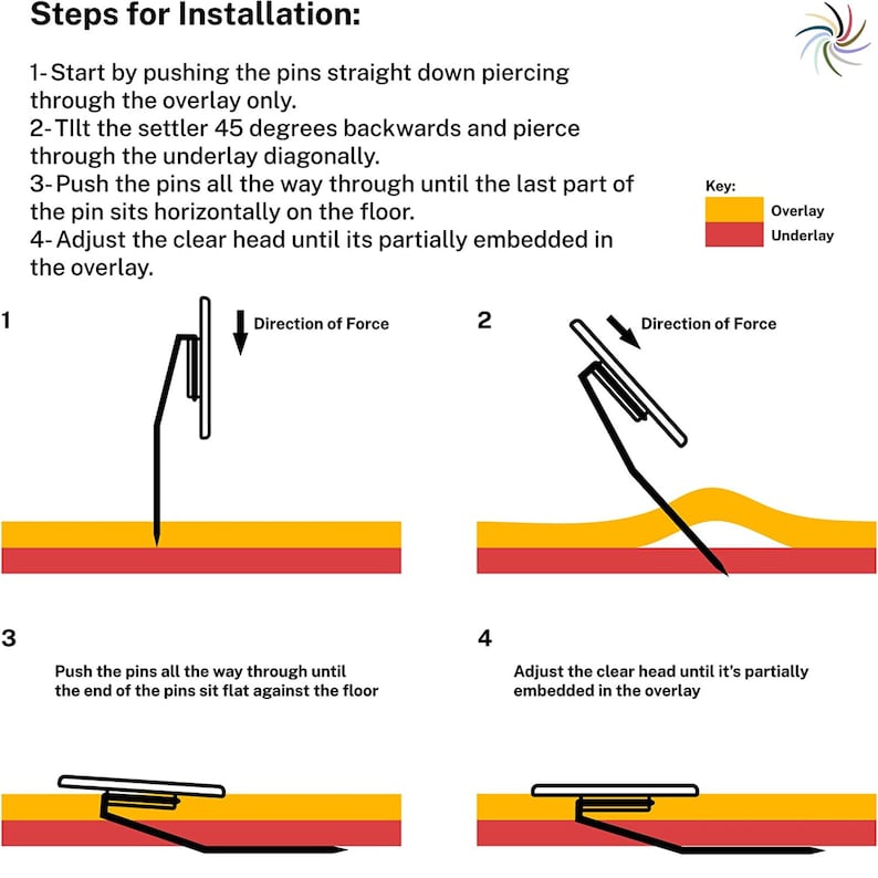 Rug Settlers Rug Pins Pack of 6 Rug Anchors Secure a Rug Over a Rug ...