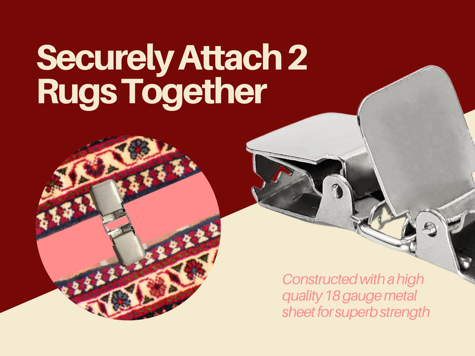 Double Rug Clips (4 Pcs per Pack) for Hanging Carpets, Rugs and Quilts ...