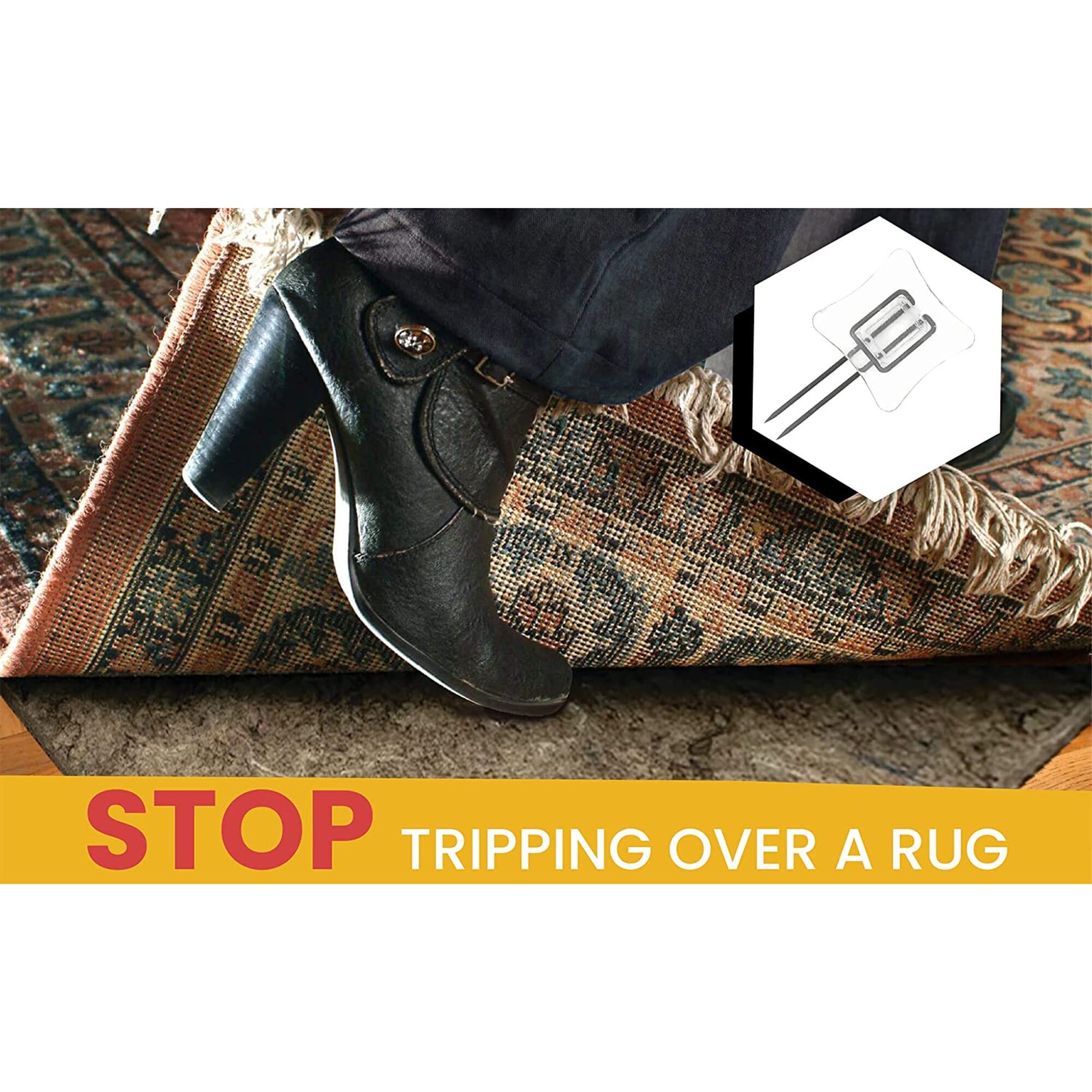 Rug Settlers Rug Pins Pack of 6 Rug Anchors Secure a Rug Over a Rug ...