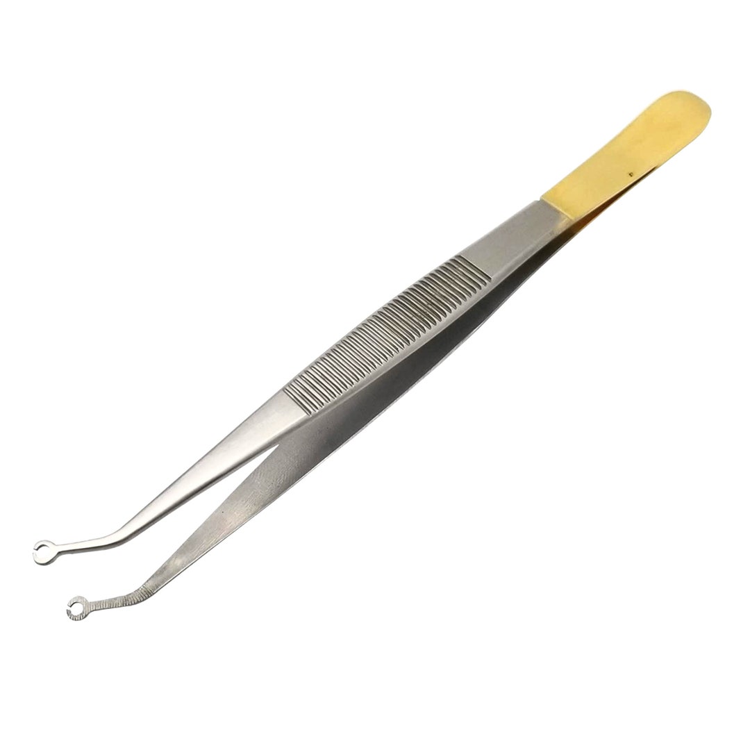 Corn Suture Tweezers Angular Easy Suturing Forceps Curved Gold Plated ...
