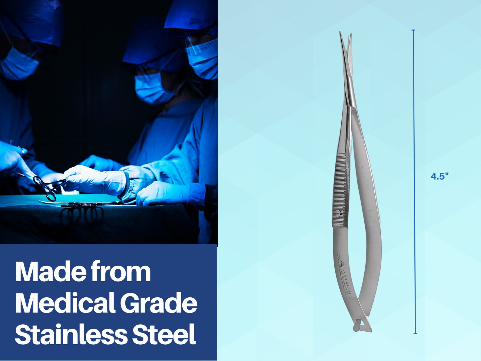 Micro Scissors 4.5" Straight Castroviejo Stitch Cutting Embroidery Spring Action Extra Sharp ...