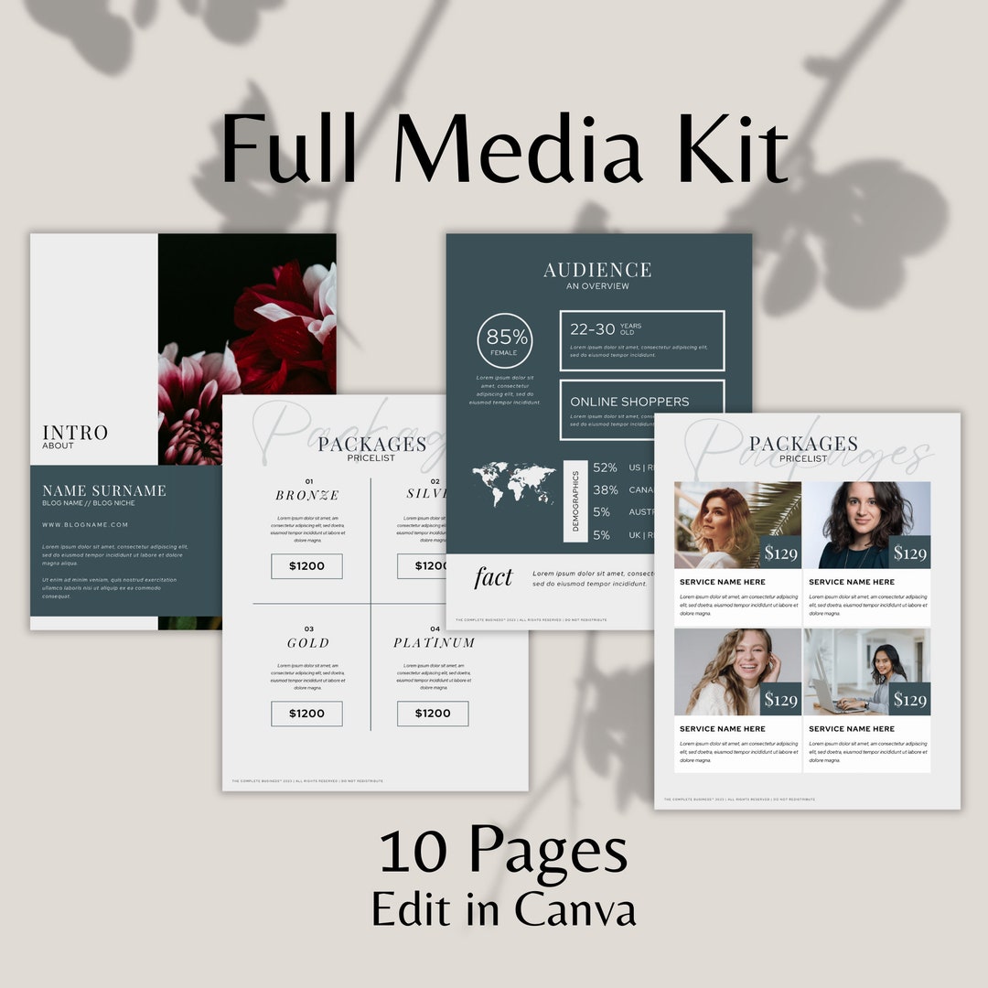 Full Media Kit Template Canva | INSTANT DOWNLOAD | Media Kit Nonprofit ...