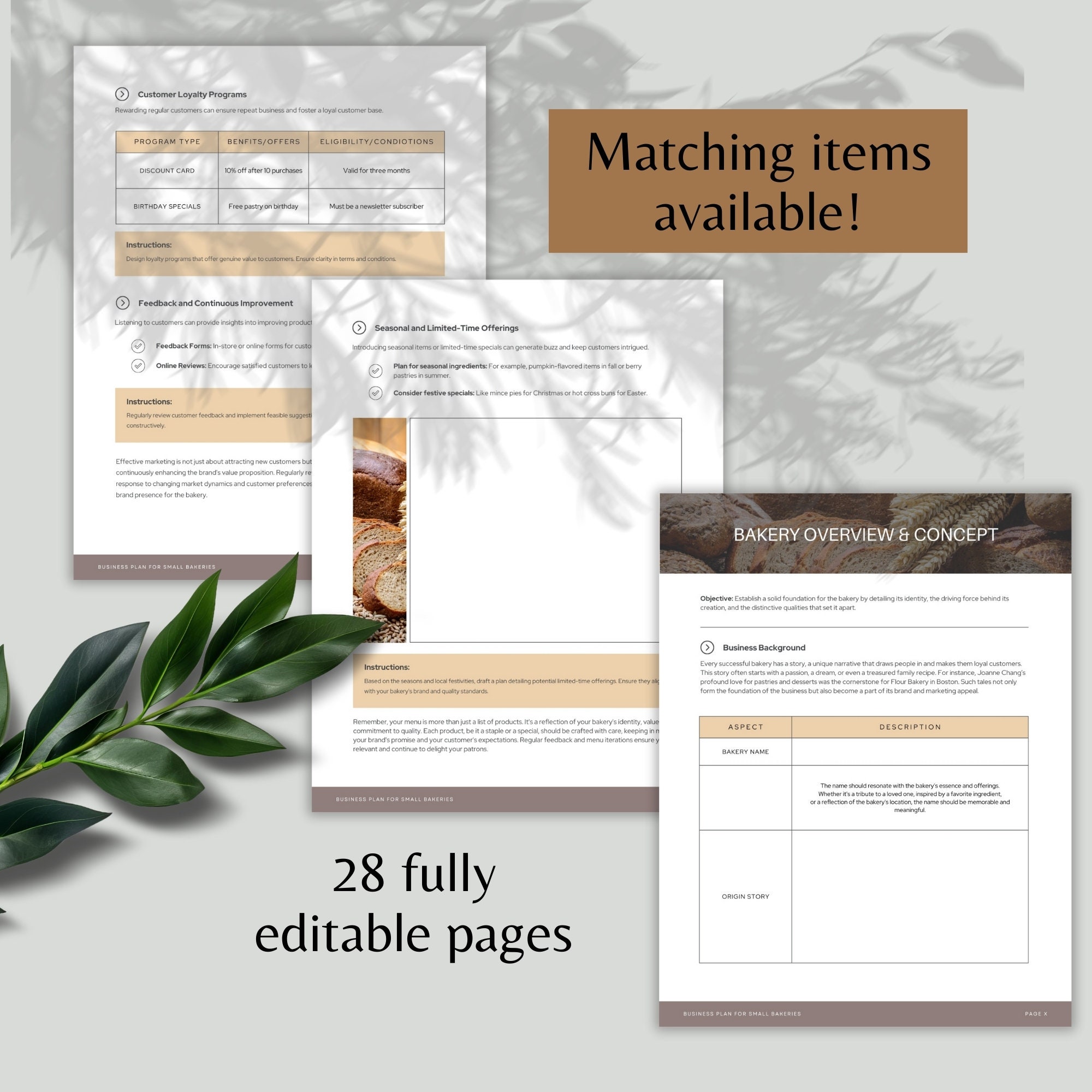 Small Bakery Business Plan INSTANT DOWNLOAD Home Bakery, Bake Shop ...