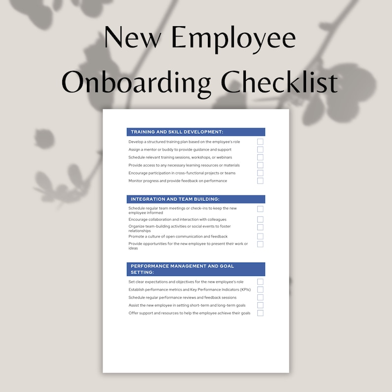 New Employee Checklist Template | INSTANT DOWNLOAD | New Employee Form ...
