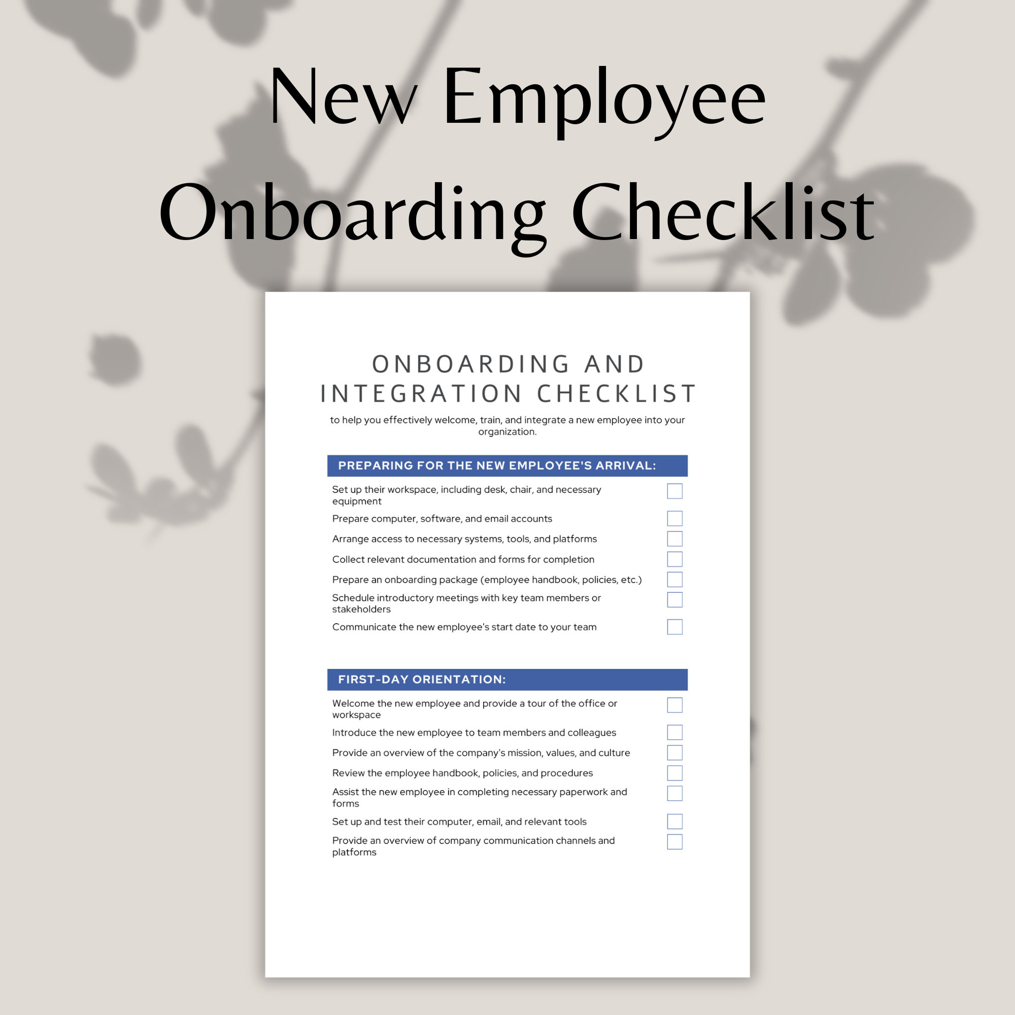 New Employee Checklist Template | INSTANT DOWNLOAD | New Employee Form ...