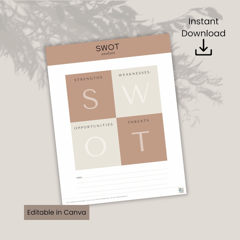 SWOT Worksheet Template INSTANT DOWNLOAD Swot Analysis Template ...