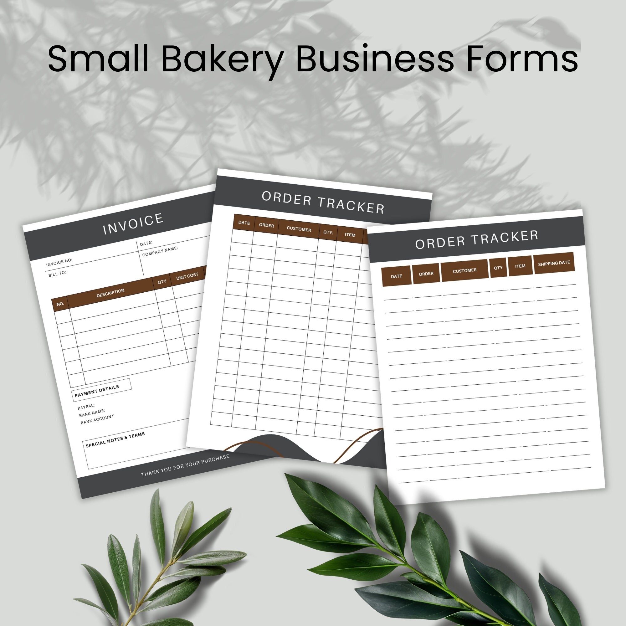 Small Bakery Business Forms | INSTANT DOWNLOAD | Home Bakery, Bake Shop ...