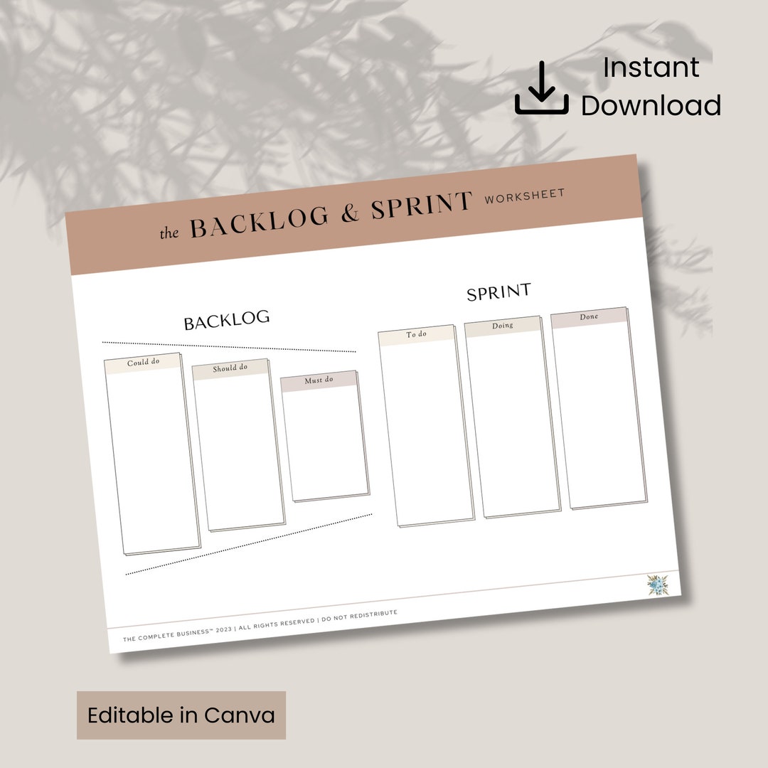Backlog & Sprint Worksheet | INSTANT DOWNLOAD | Goal Setting, Backlog ...