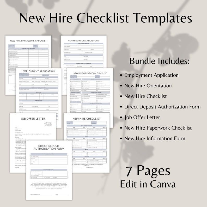 New Hire Checklist Templates Canva INSTANT DOWNLOAD New Hire ...