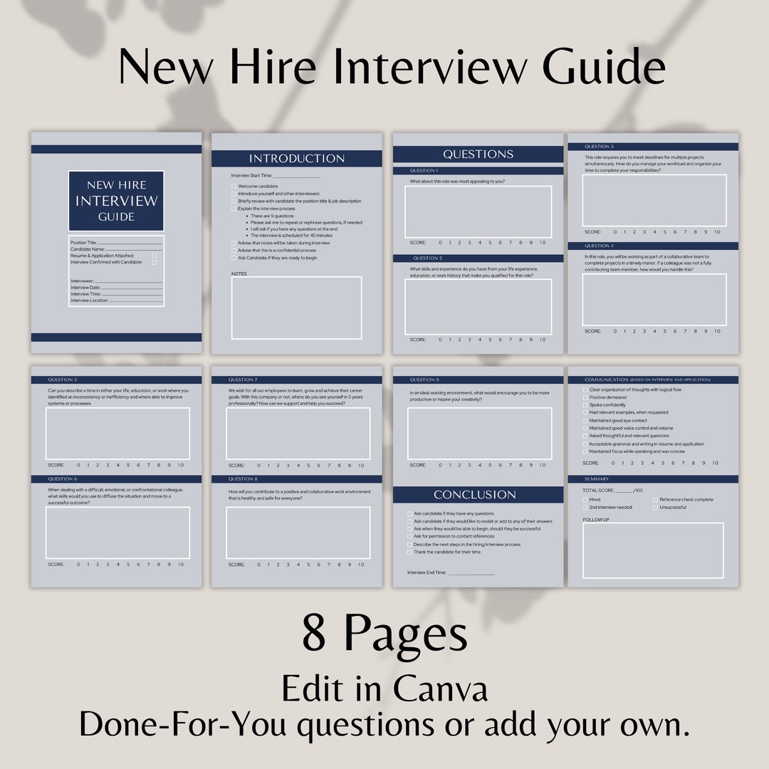 New Hire Interview Guide Template INSTANT DOWNLOAD HR Forms, Human ...