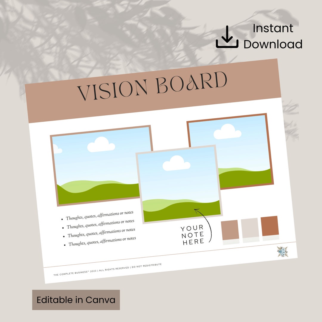 Vision Board Template INSTANT DOWNLOAD Goal Setting Canva - Etsy