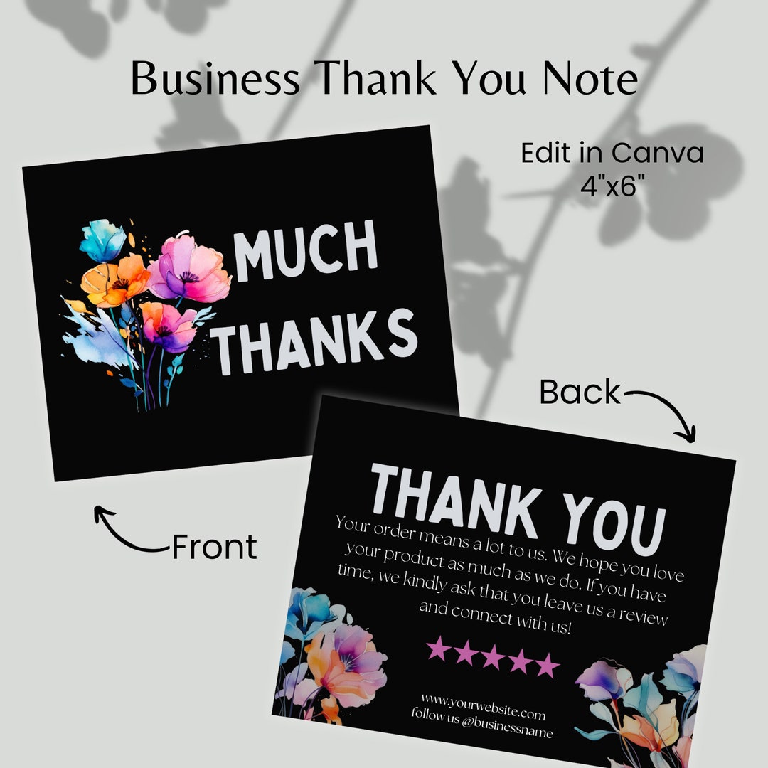 Thank You for Your Order Card Canva Template INSTANT DOWNLOAD Thank You ...