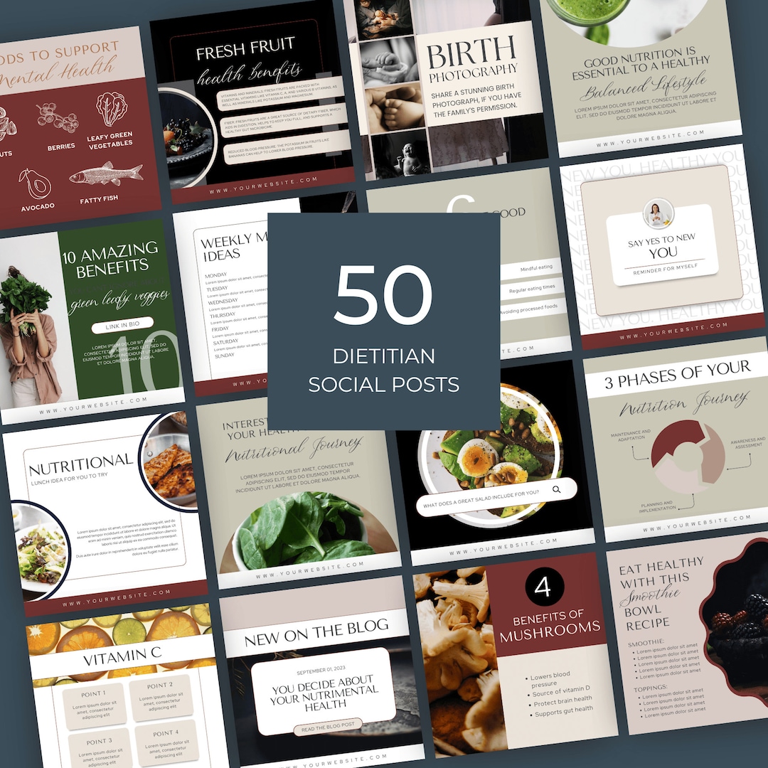 Dietitian Social Posts | Instant Download | Nutrition Instagram Posts ...
