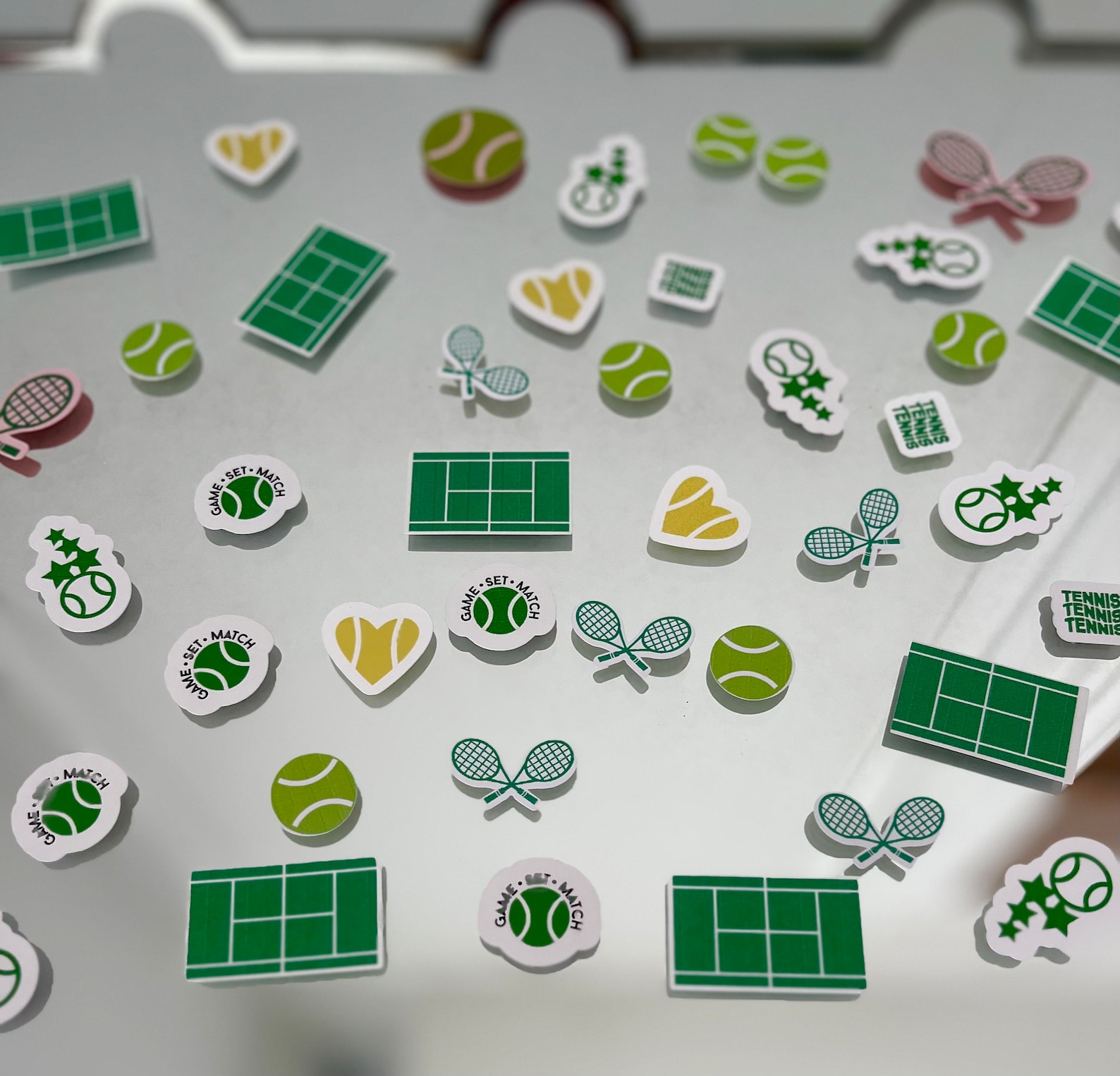 Handmade Tennis Party Confetti: Courts, Balls, Rackets - 65 Piece Set ...