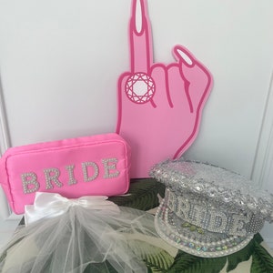 Bachelorette Engaged Finger Foam Hand Prop With Engagement Ring - Pink ...