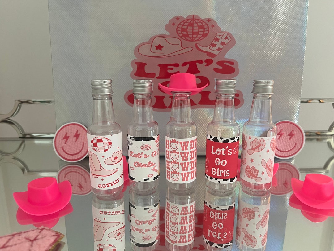Mini Shot Bottles With Labels and Cowgirl Hat - Etsy
