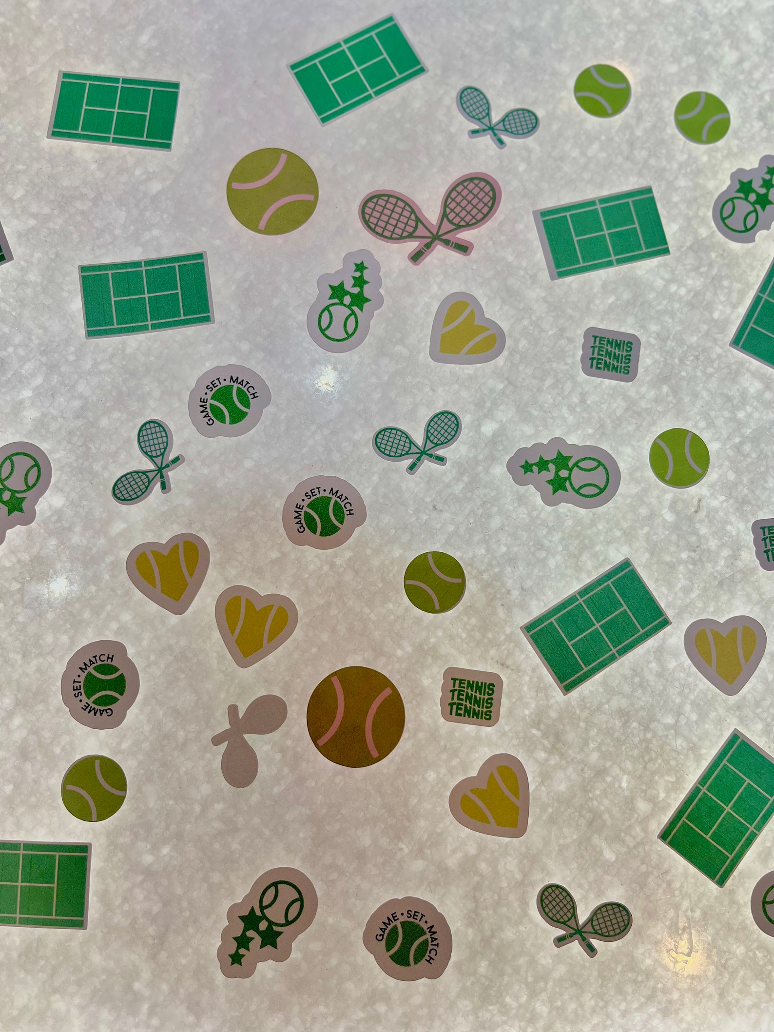 Handmade Tennis Party Confetti: Courts, Balls, Rackets - 65 Piece Set ...