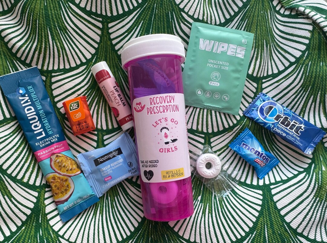 Cowgirl Bachelorette Party Favor, Hang Over Kit, Pink Prescription Pill ...
