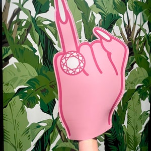 Bachelorette Engaged Finger Foam Hand Prop With Engagement Ring - Pink ...