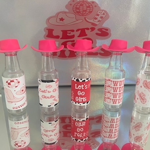Mini Shot Bottles With Labels and Cowgirl Hat - Etsy