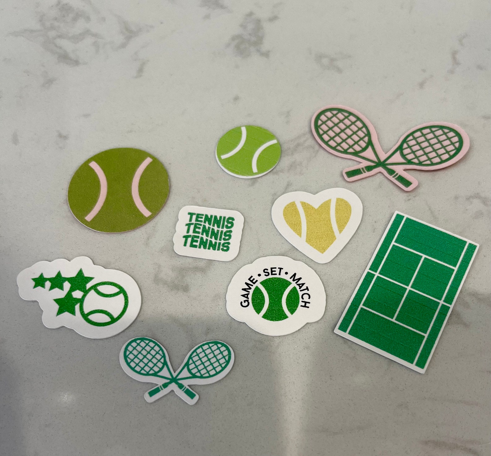 Handmade Tennis Party Confetti: Courts, Balls, Rackets - 65 Piece Set ...