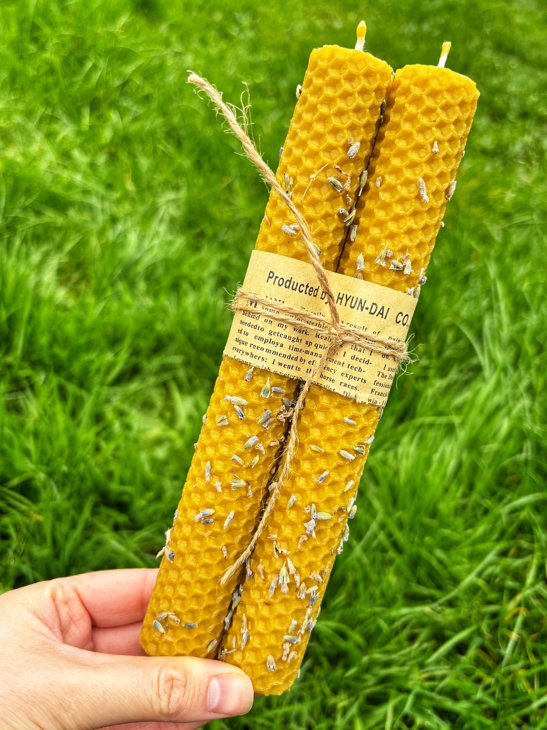 Lavender Beeswax Candles/set of to Beeswax Candles/dry Flowers ...