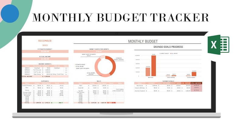Monthly Budget - Multiple Incomes -excel - Template - Instant Download - Etsy
