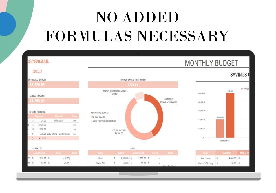 Monthly Budget Multiple Incomes excel Template Instant Download - Etsy