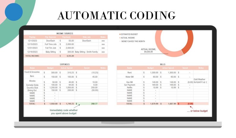 Monthly Budget - Multiple Incomes -excel - Template - Instant Download ...