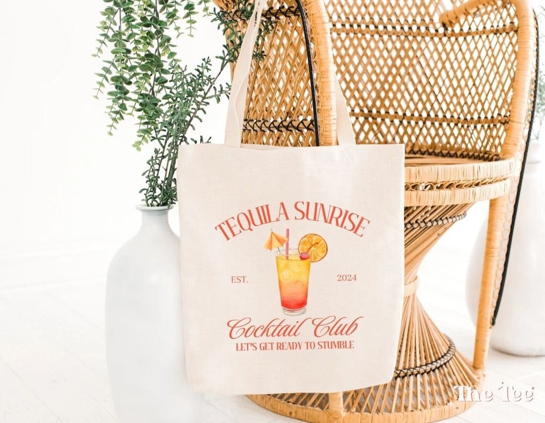 Tequila Sunrise Tote Bag, Custom Tequila Sunrise Cocktail Club Canvas ...