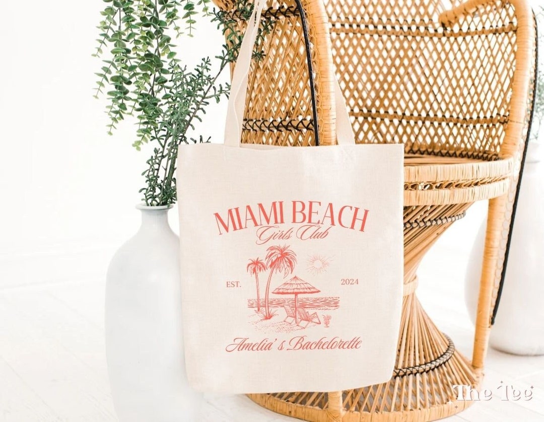 Miami Bachelorette Party Tote Bags, Custom Miami Beach Bachelorette ...